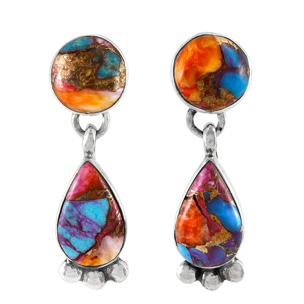 Rainbow Spiny Turquoise Earrings Sterling Silver E1451-C91 (SKU E1451 ...